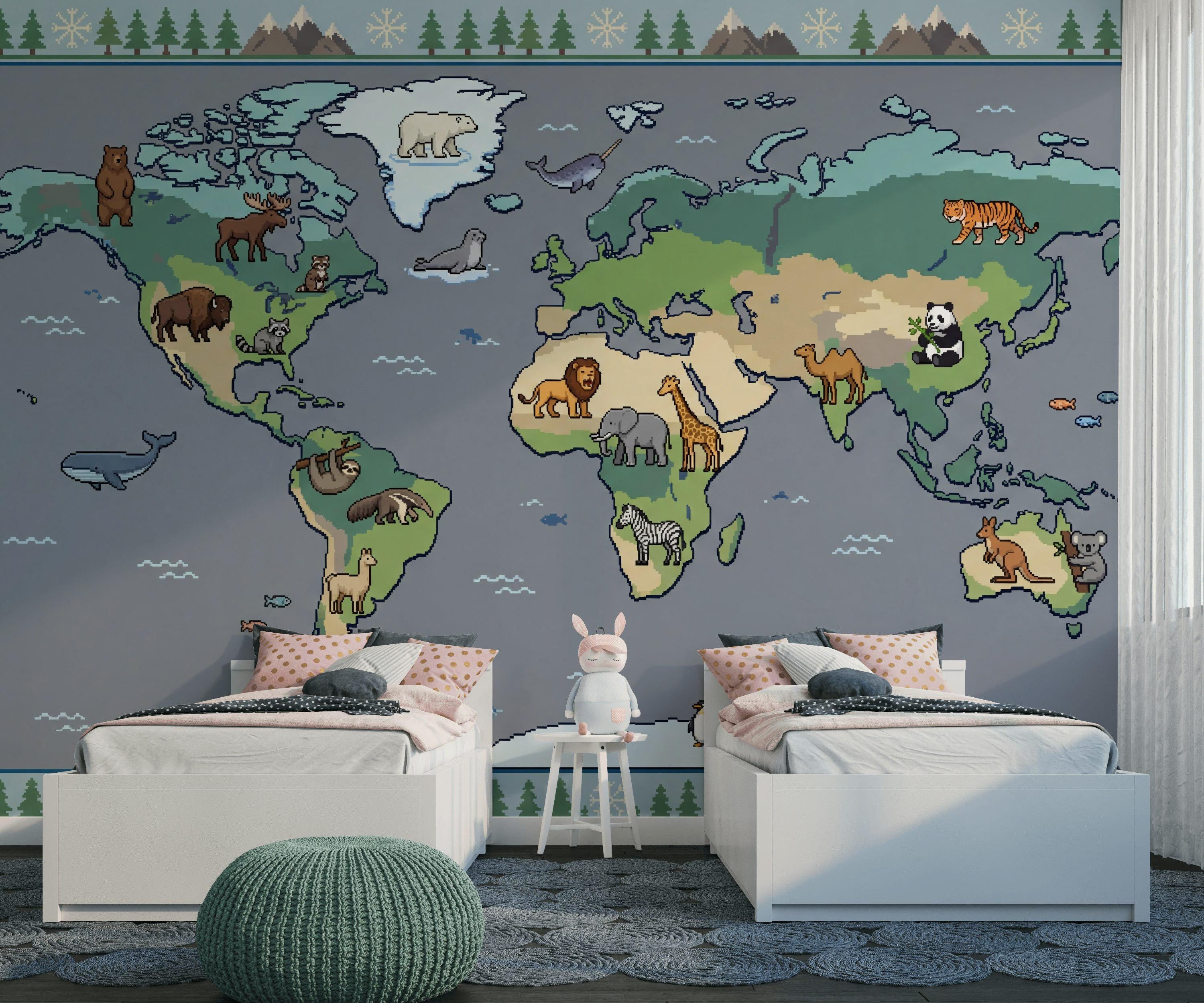 World Map Wallpaper Atlas Geography Wall Mural – Zenvana